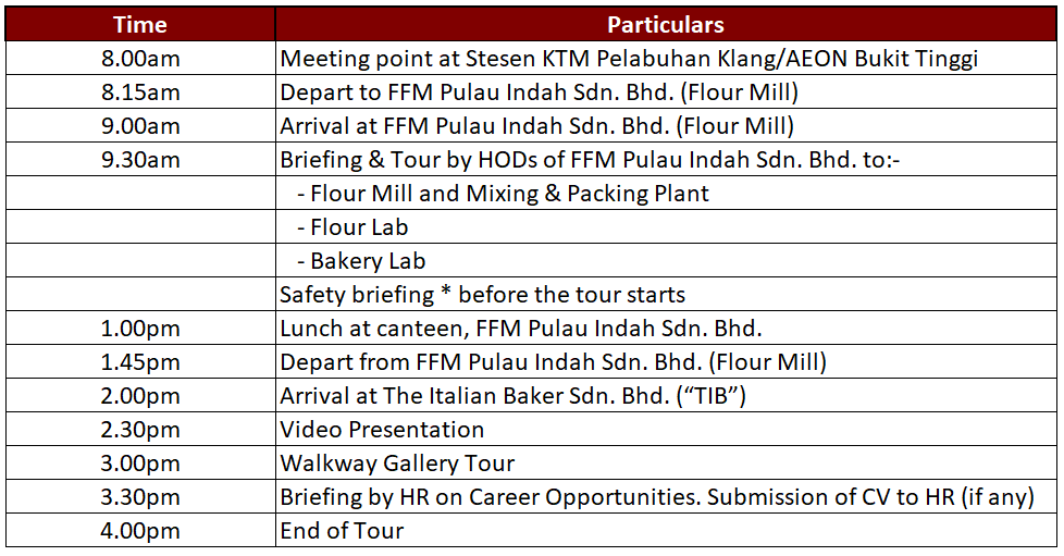 Call for participants – Industrial Visit to FFM Pulau Indah Sdn. Bhd ...